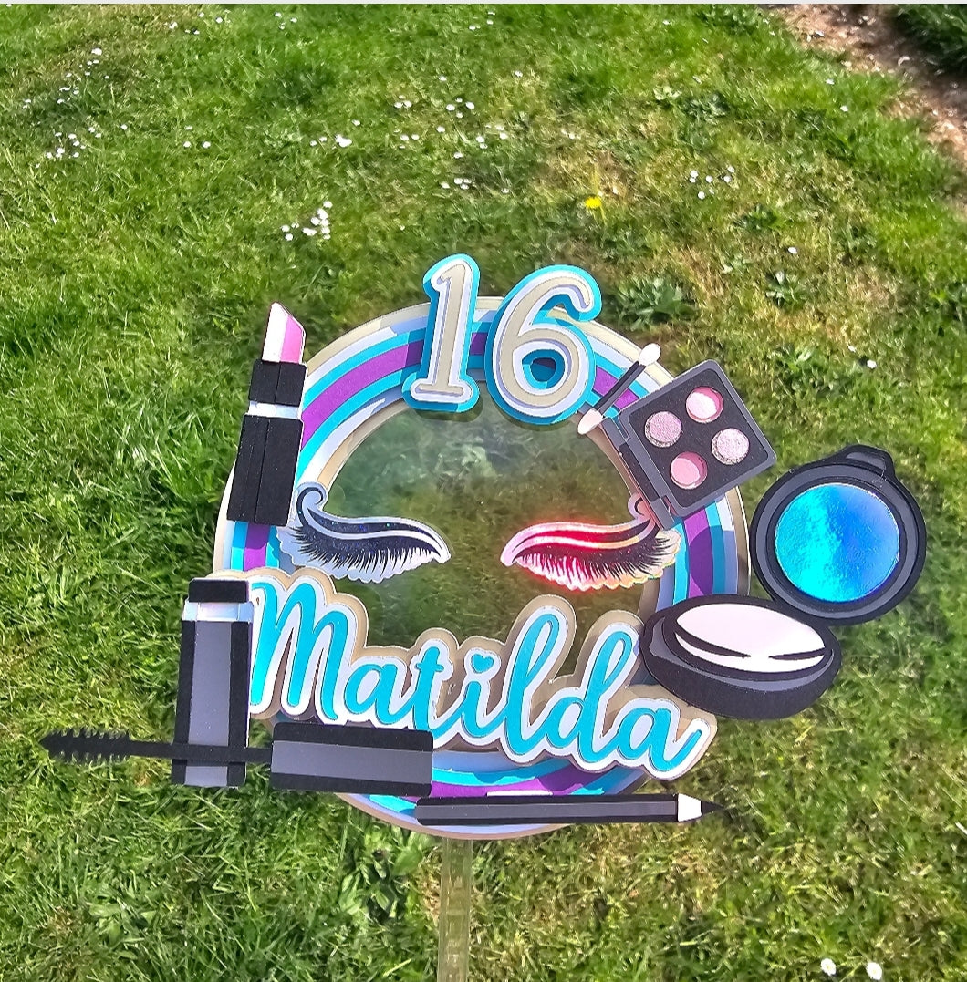 Make up cake topper | personalised cake topper | bespoke cake topper ...